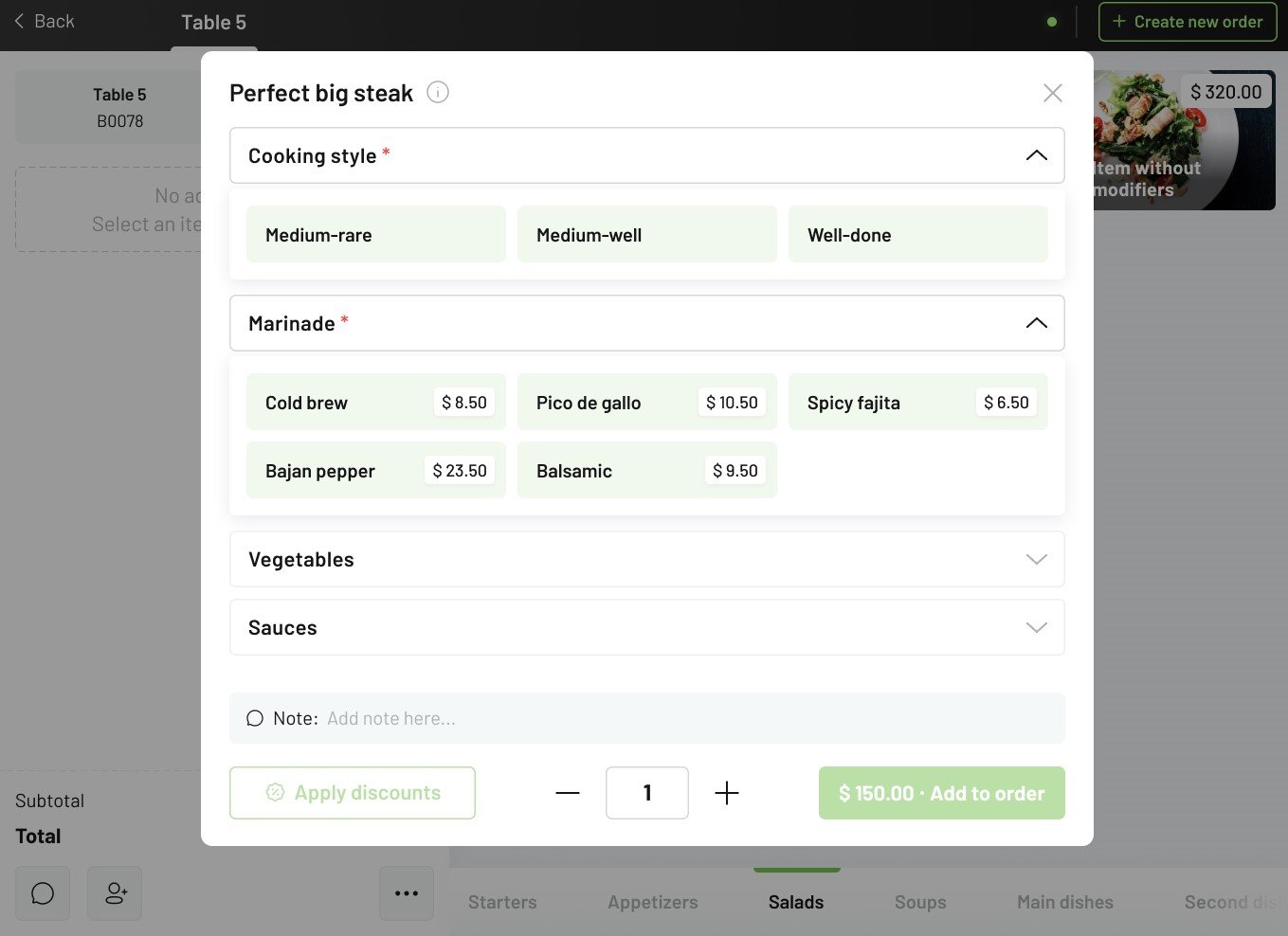 Add a modifier to your orders.