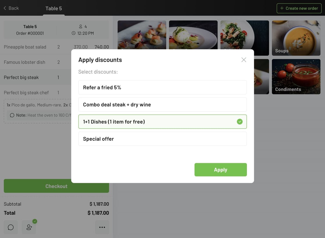 Apply a discount to your Menu Item