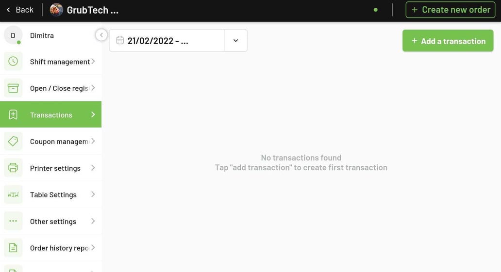 Add a transaction.