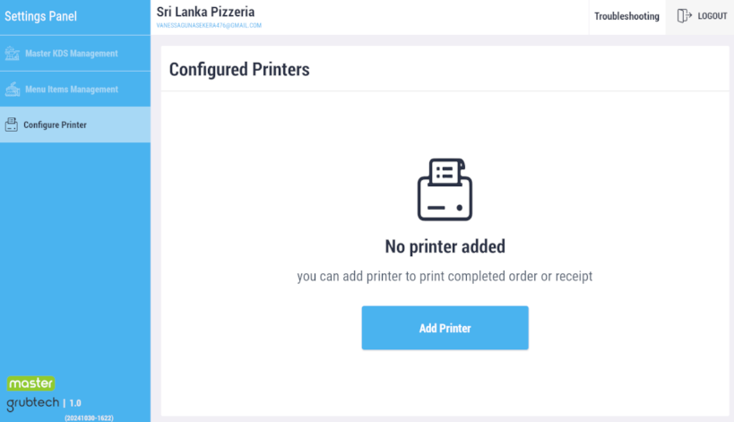 Connect a Printer to Master KDS