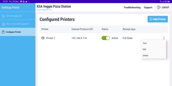 Connect a Printer to a KDS.