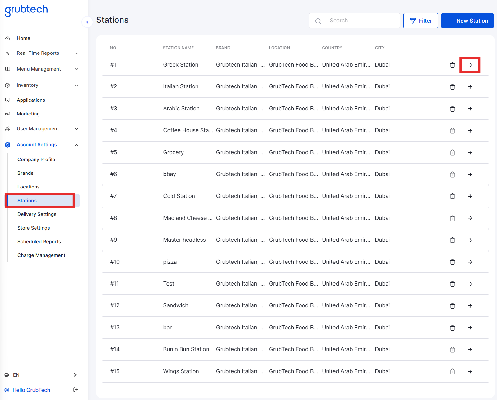 Create a Routing Label in an Existing Station.