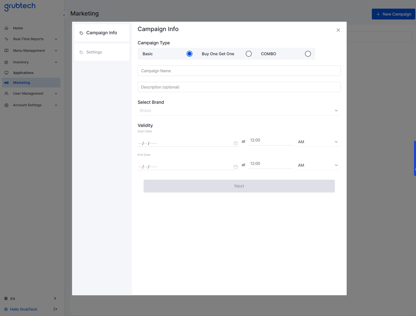 How to Create a Marketing Campaign (Voucher/Promo Code) in GrubCenter