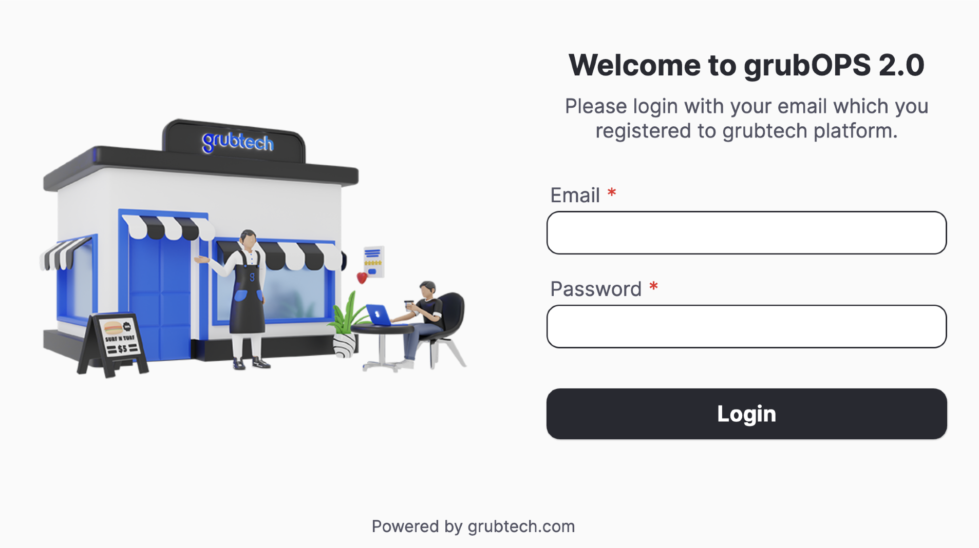 Log in and log out from grubOPS