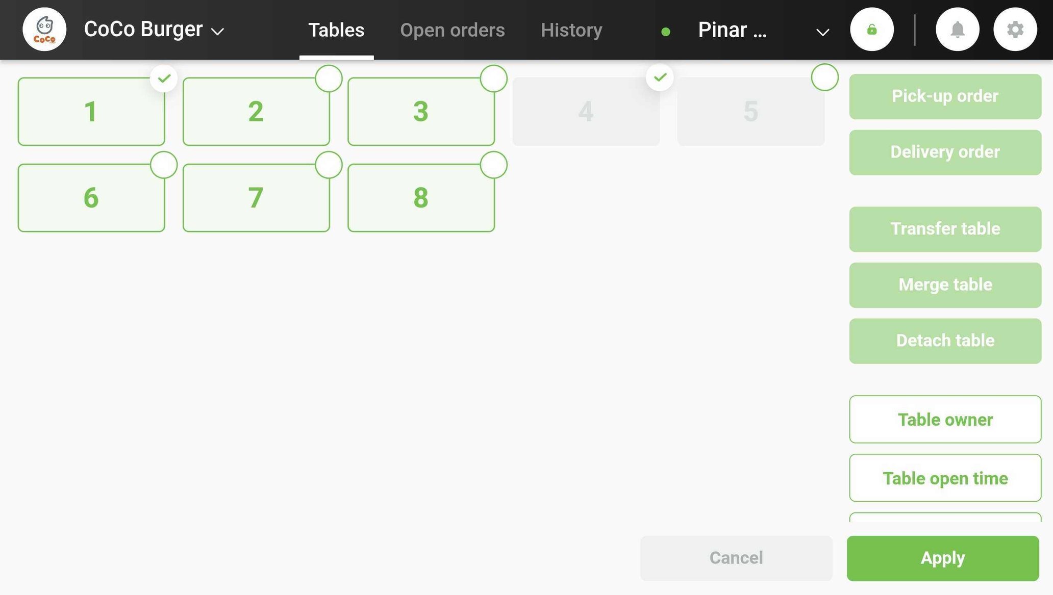 Transfer table.
